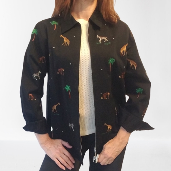 Quacker Factory | Jackets & Coats | Quacker Factory Safari Palm Tree ...